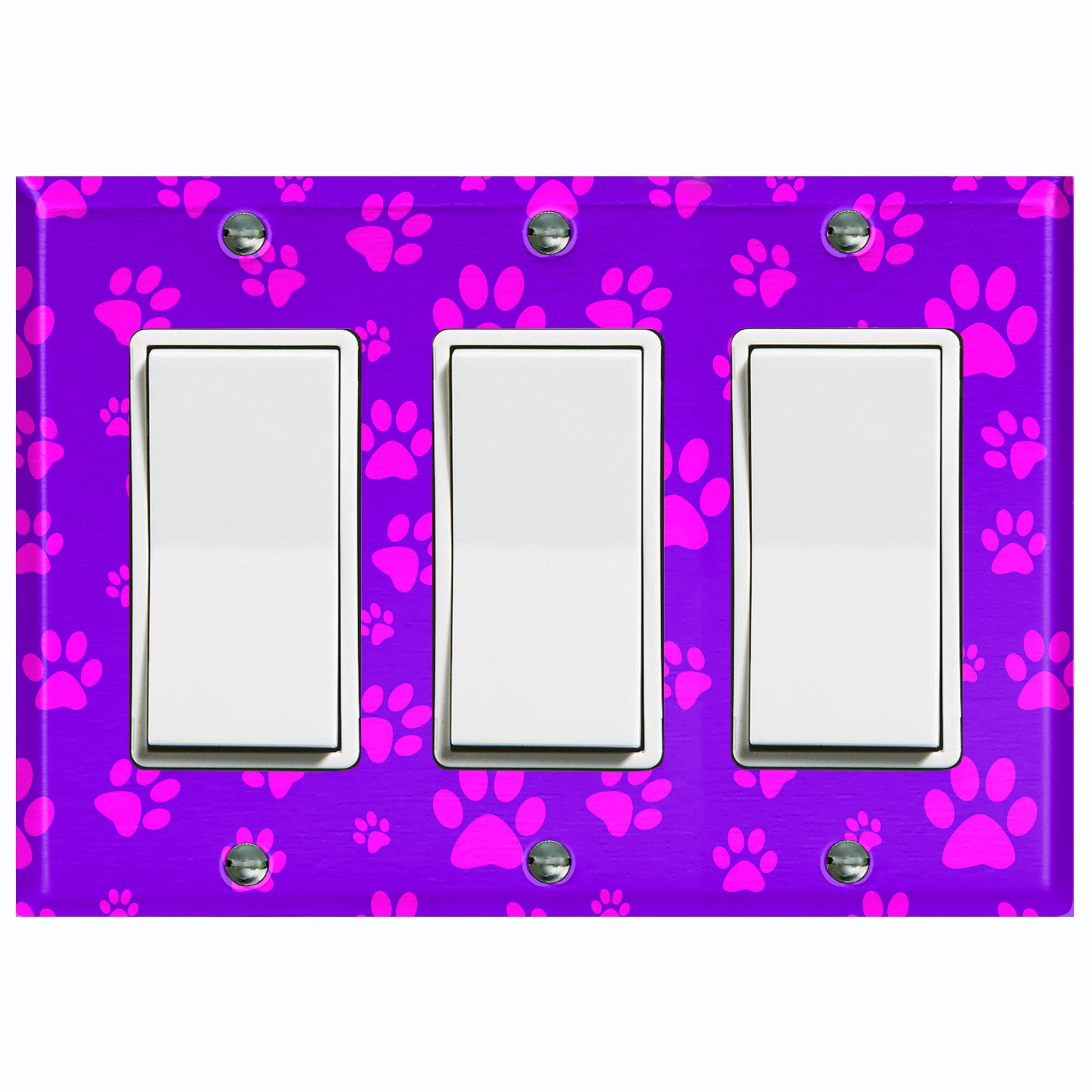 Metal Light Switch Plate Cover Puppy Dog Paw Prints Neon Purple DOG029 ...