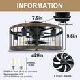 Ohniyou 20" Caged Ceiling Fans with Lights and Remote,Farmhouse Ceiling ...
