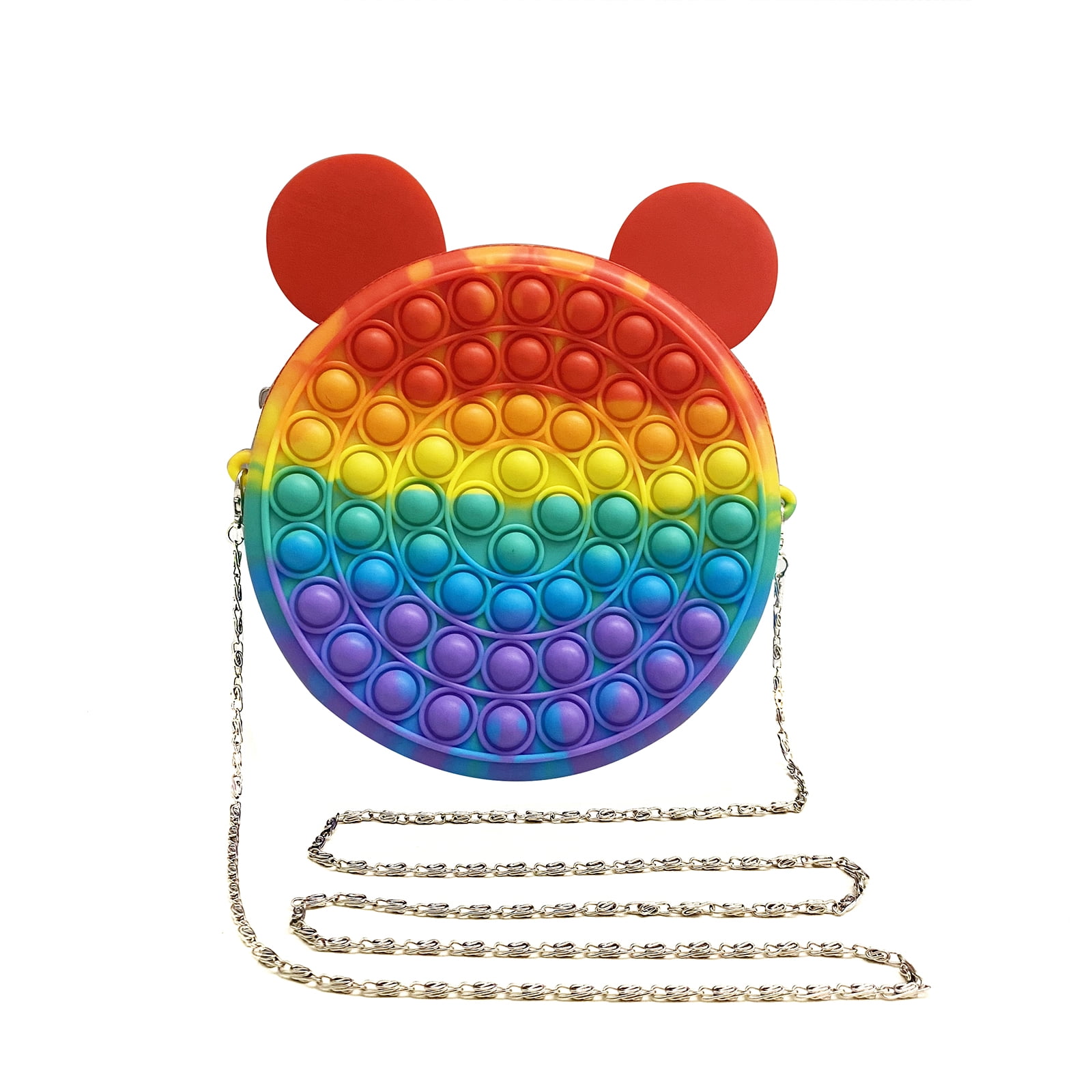 Pop Shoulder Bag Fidget Toys Rainbow Simple Pop Fidget Bag Toy Popper ...