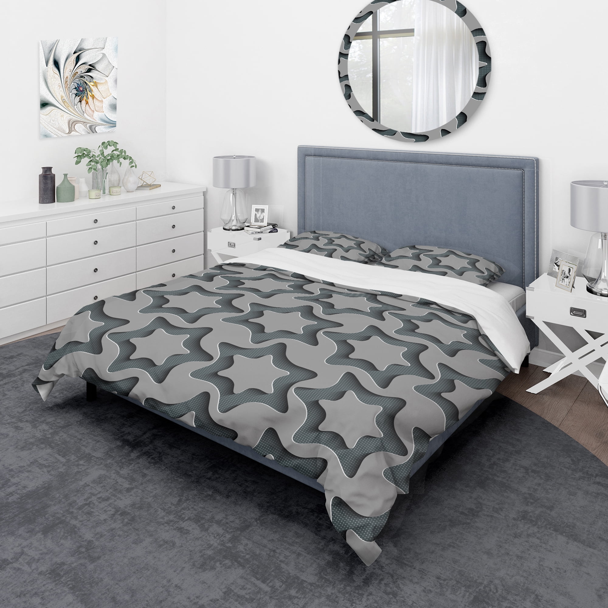 Designart 'Starshaped abstract Technology' Mid-Century Modern Duvet ...