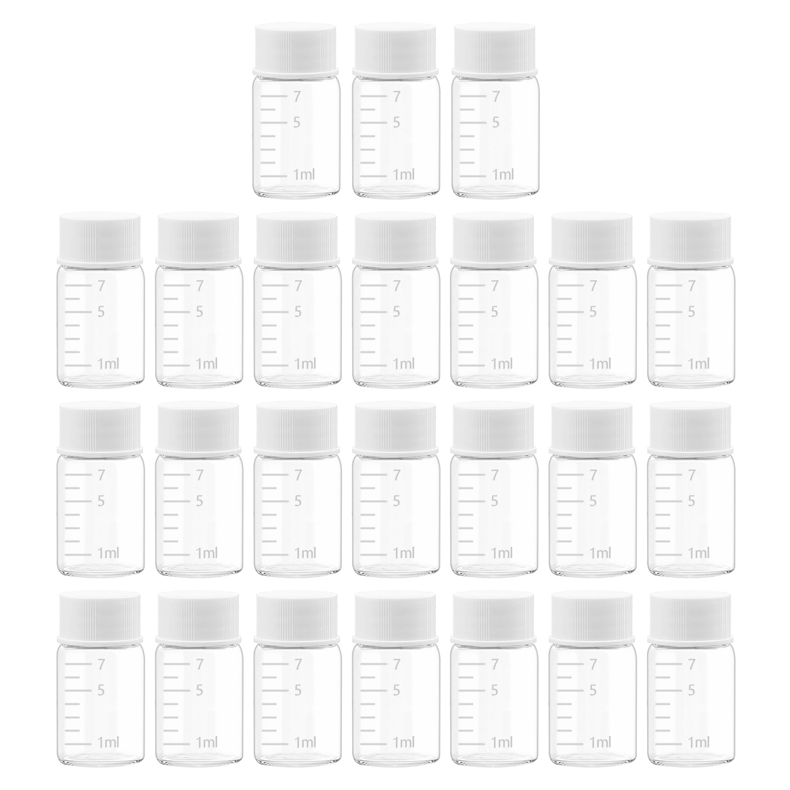 24 Pieces 7ml Clear Glass Sample Vials with Scale Screwcap Lab Liquid ...