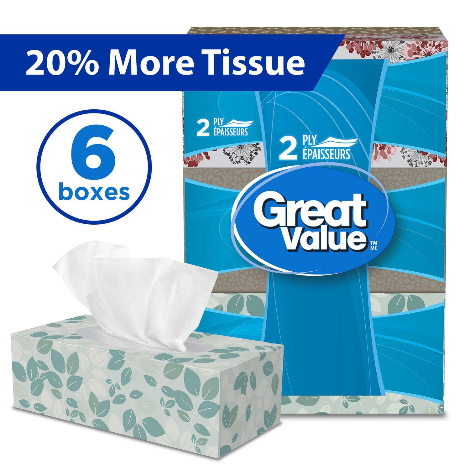Click here for Great Value  Facial Tissues  6 Flat Boxes  126 Tis... prices