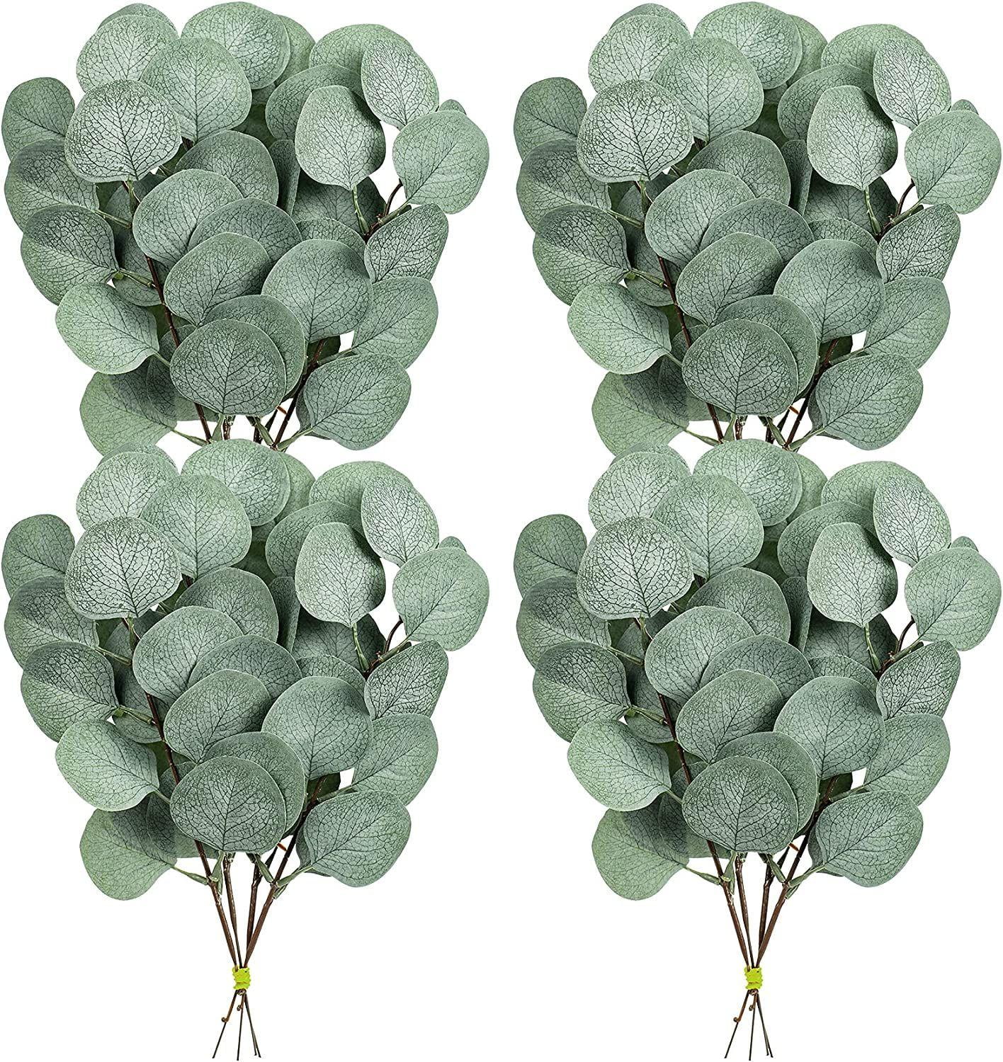 16 hojas de eucalipto artificiales, eucalipto artificial falso, plantas ...