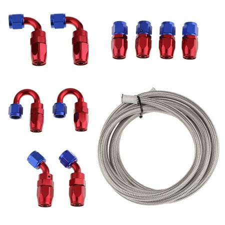 6AN Fuel Line Hose Kit, Stainless Steel Nylon Braided Fuel 10Ft with ...