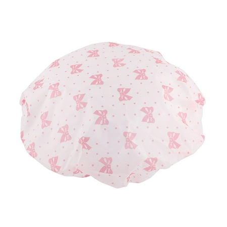 Woman Bowknot Print Elastic Band Water Resistant Shower Cap Bath Hat ...