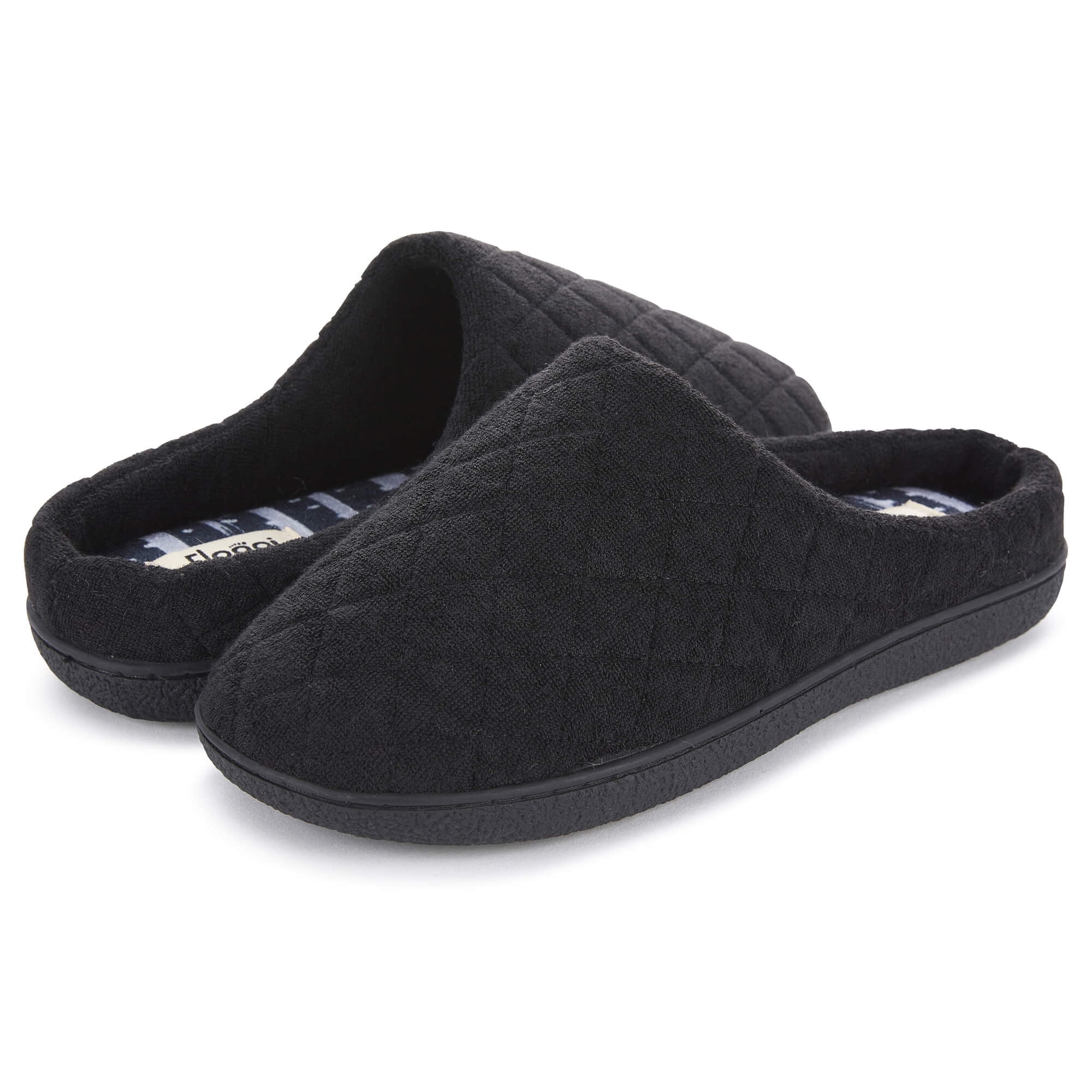 Floopi Womens Quilted Terry Clog Slipper Indoor Outdoor W/Memory Foam ...