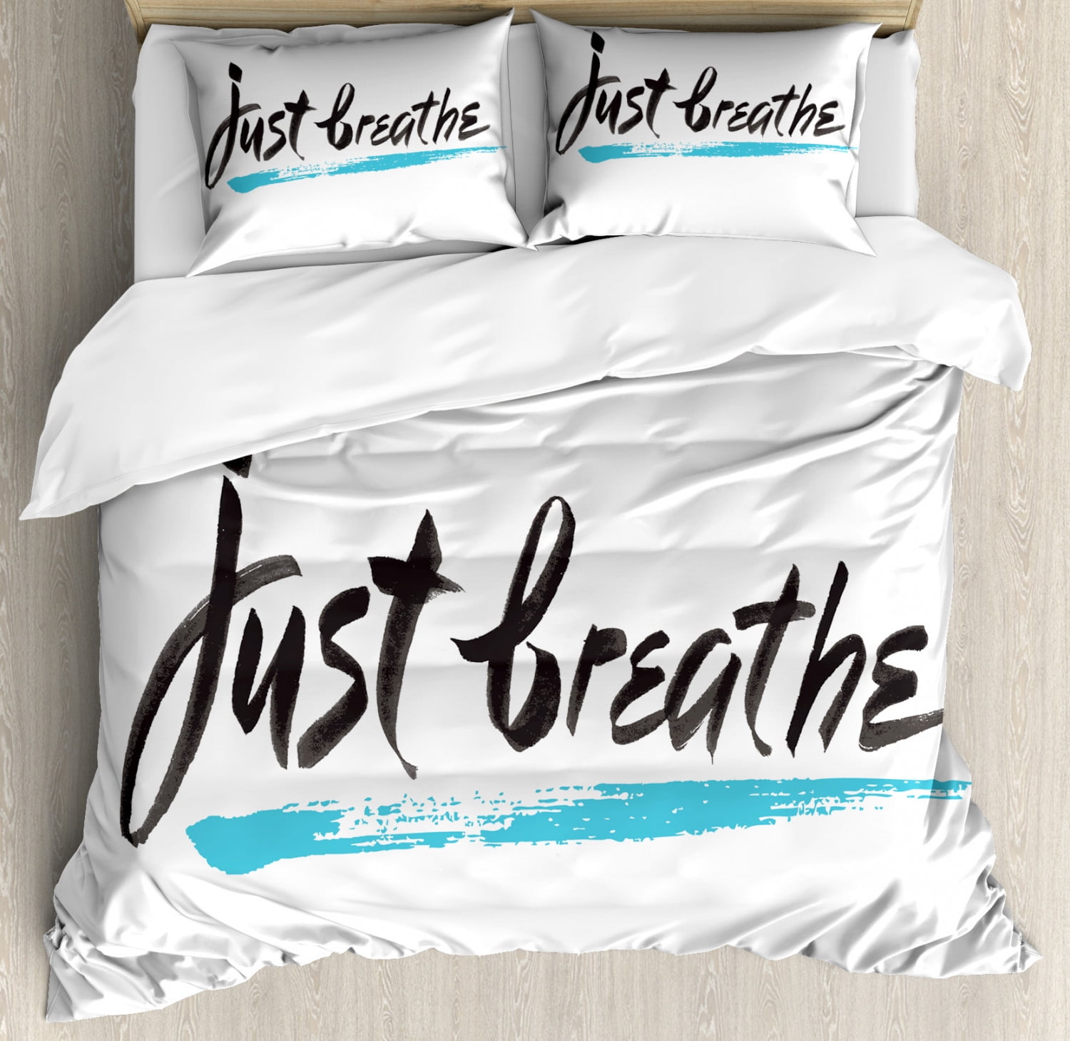 Just Breathe Duvet Cover Set King Size, Inspirational Message About ...