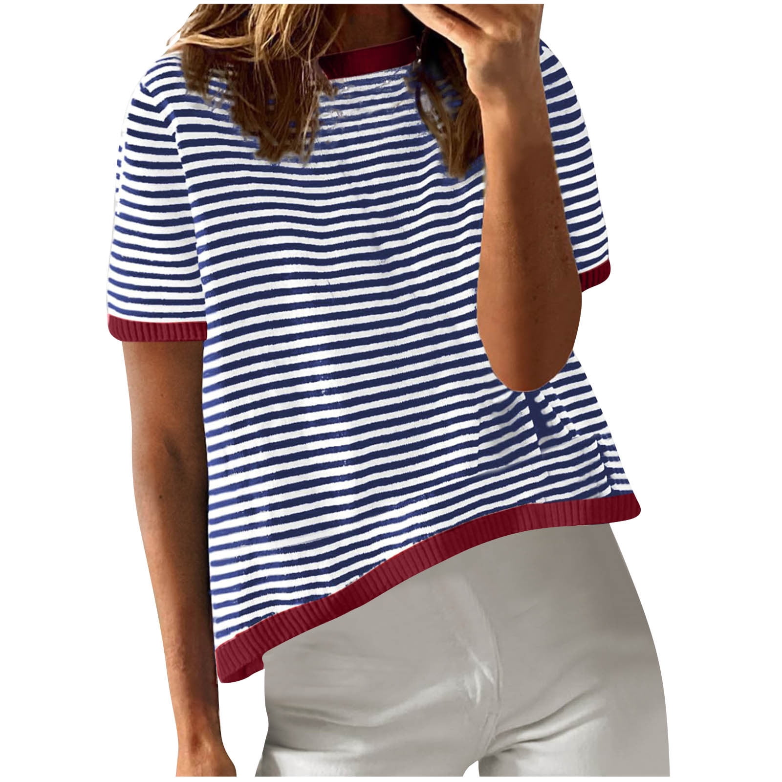Click here for Faiwad Womens Summer Tops Oversized Striped Color... prices