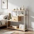 40" Narrow Console Table, Modern Sofa Table with Open Storage Shelves ...