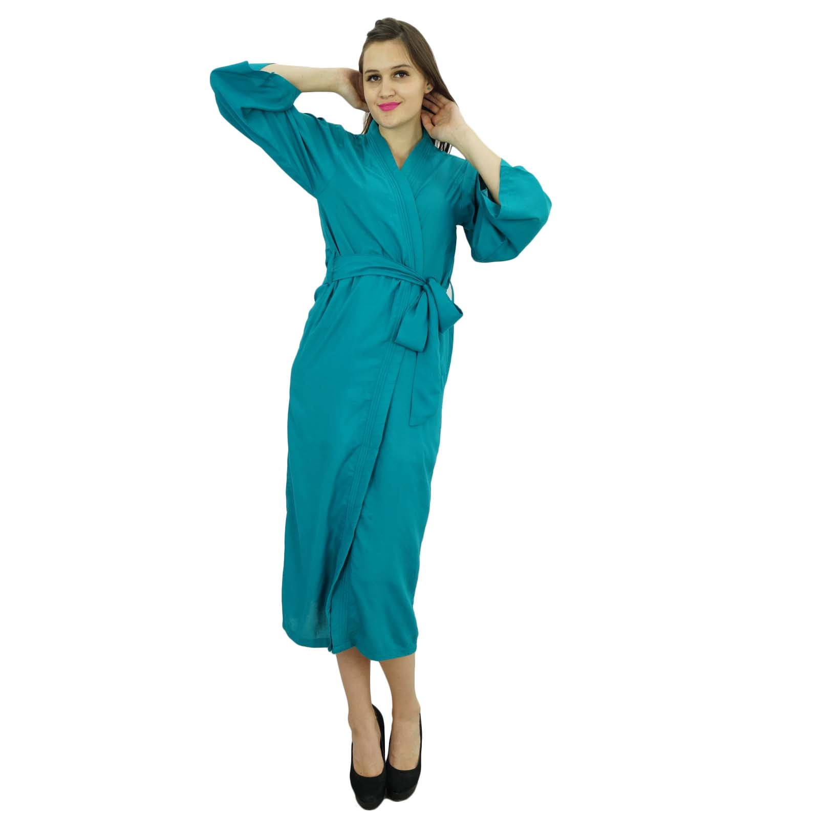Bimba Women Long Solid Belt Robe Soft Modal Cotton Wrap Round Plain ...