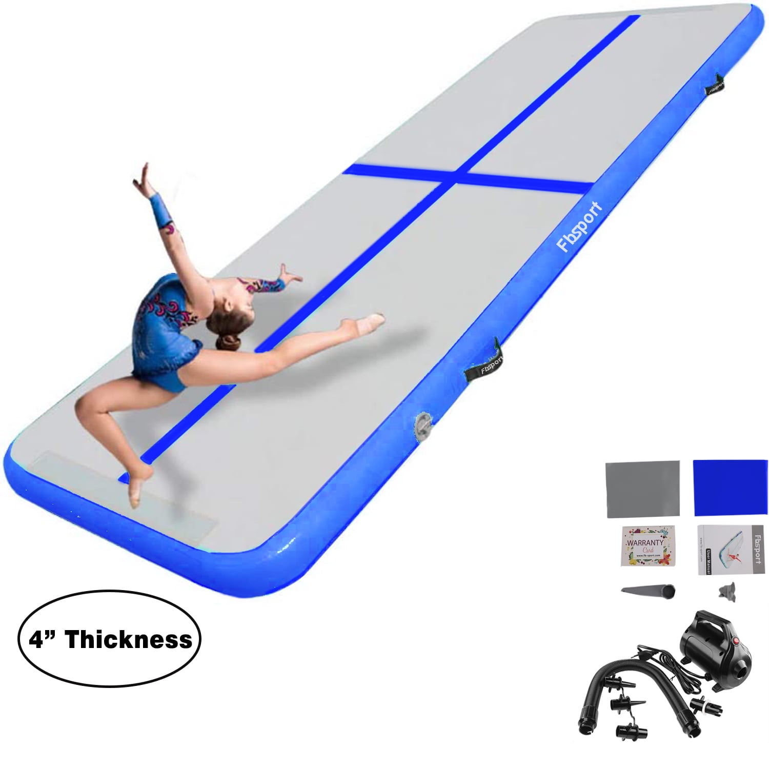 Fbsport 13 ft Infltable Gymnastic Mat, 4" Tumbling Mat with Electric ...