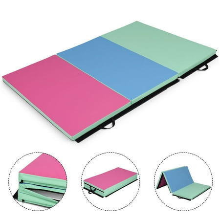 Gymax 4'x6'x2'' Portable Tri-fold PU Gymnastic Mat Exercise Aerobics ...