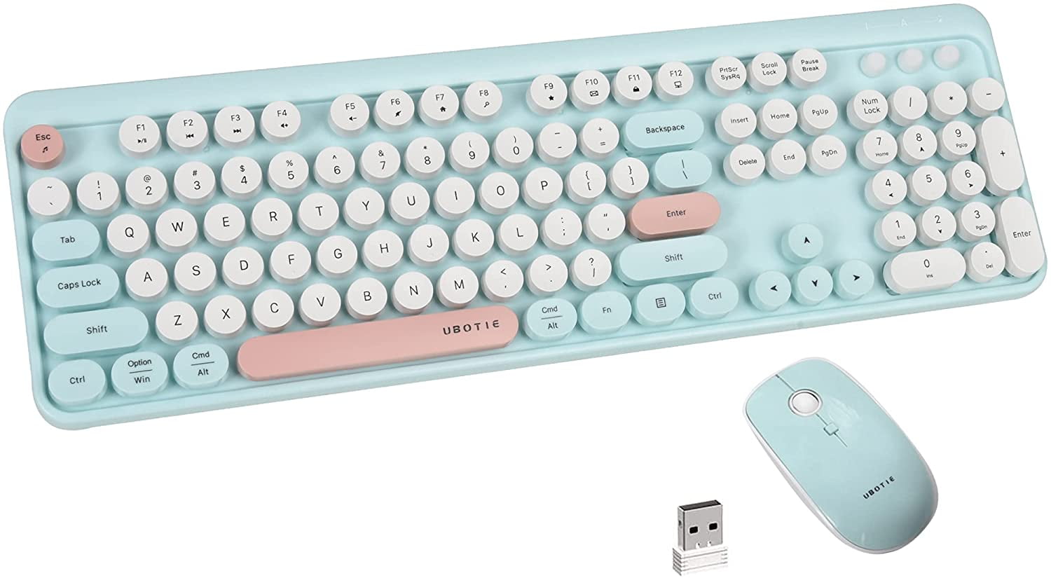 Wireless Computer Keyboards Mouse Combos, Colorful Retro Cute 104 ...