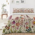 Beige Floral Comforter Set Queen Size, Spring Lavender Wildflowers Blue ...