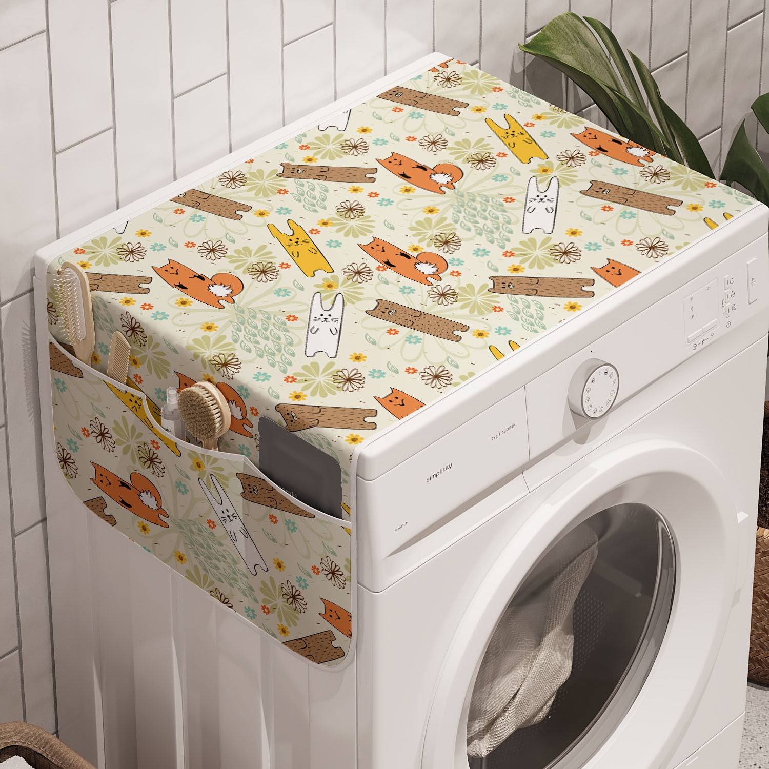Nursery Washing Machine Organizer, Bear Fox Bunny Animals of the Forest ...