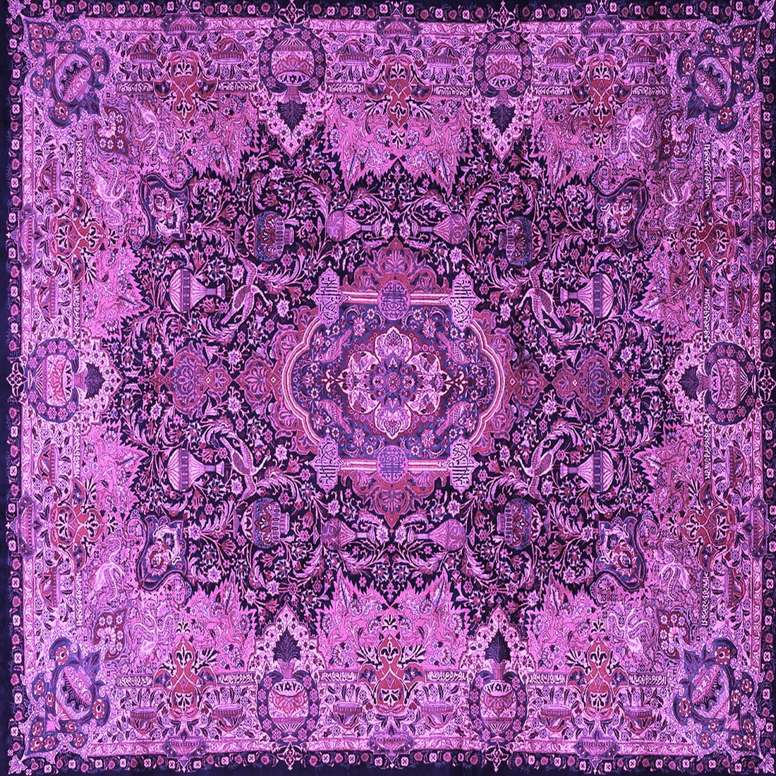 Ahgly Company Indoor Square Persian Purple Traditional Area Rugs, 6 ...