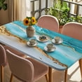 Abstract Waves Fitted Rectangle Tablecloth 24" x 36" Blue Retro Oil ...
