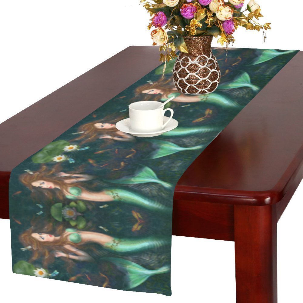 MYPOP Fantasy Princess Mermaid in Lake with Lily Long Table Runner ...