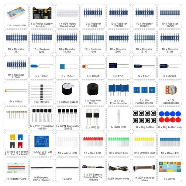Jianama DIY Electronics Basic Kit 830 Breadboard Resistors Buzzer ...