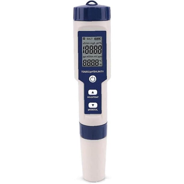 Medidor digital 5 en 1 TDS / EC / PH / Salinidad / Temperatura Comprobador de control de calidad ...