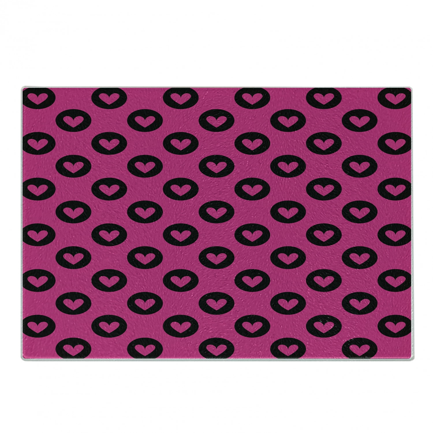 Hot Pink Cutting Board, Pink Hearts Inside Big Black Spots Pattern in ...