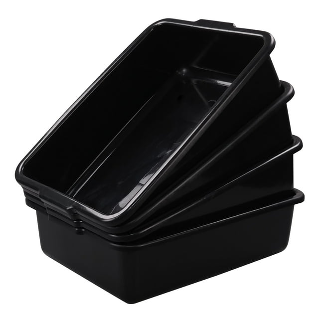 Qskely 4-Pack 32 L Plastic Commercial Bus Box, Large Bus Tub, Black ...