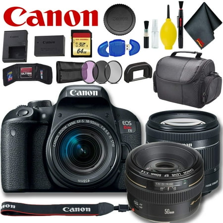 Canon EOS Rebel T7i DSLR Camera with 18-55mm Lens Plus Bundle | Walmart ...