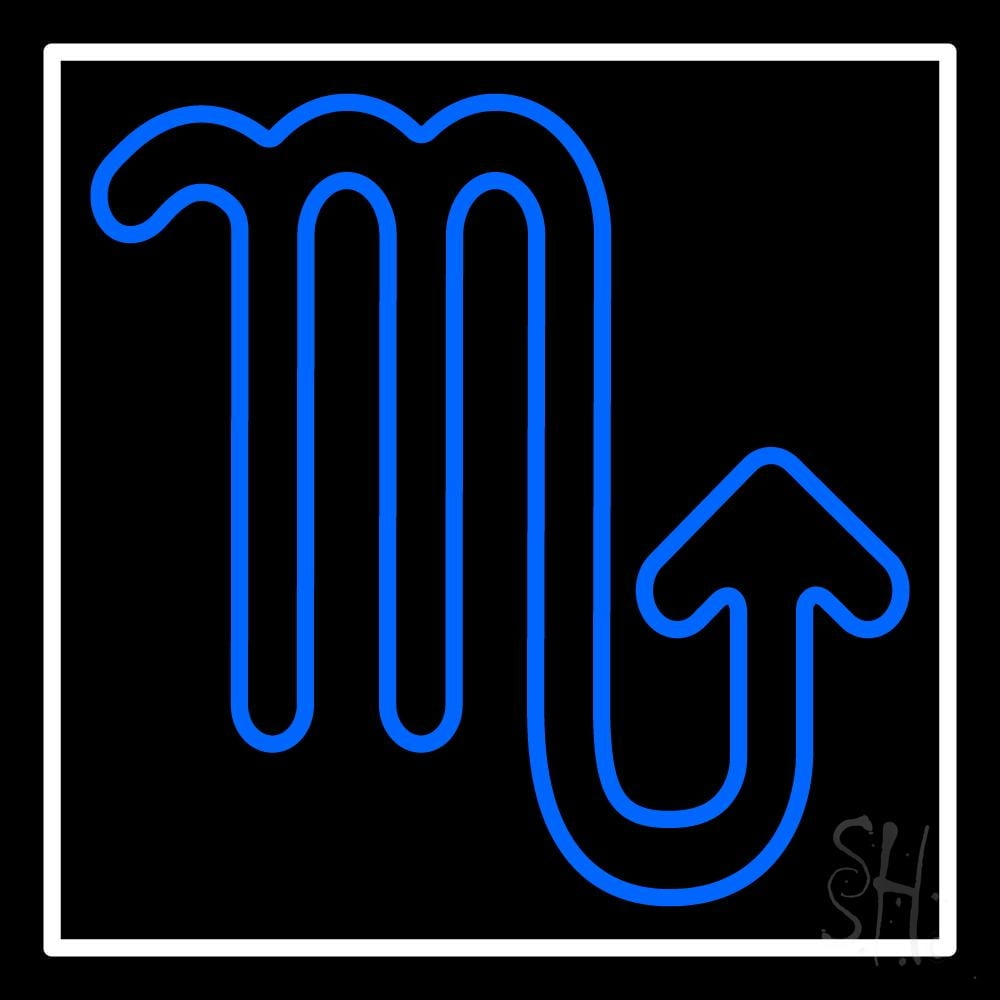 Blue Scorpio White Border LED Neon Sign 16" Tall x 16" Wide - inches ...