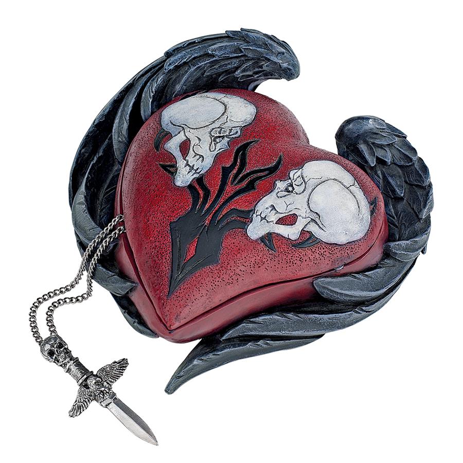 Design Toscano Beating Heart Gothic Winged Skull Biker Relic Box ...