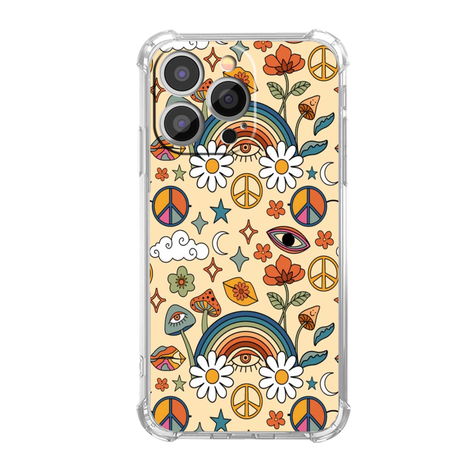 Retro Flower Mushroom Case for iPhone 13 Pro Max,Aesthetic Art Design Pattern Soft Full TPU ...