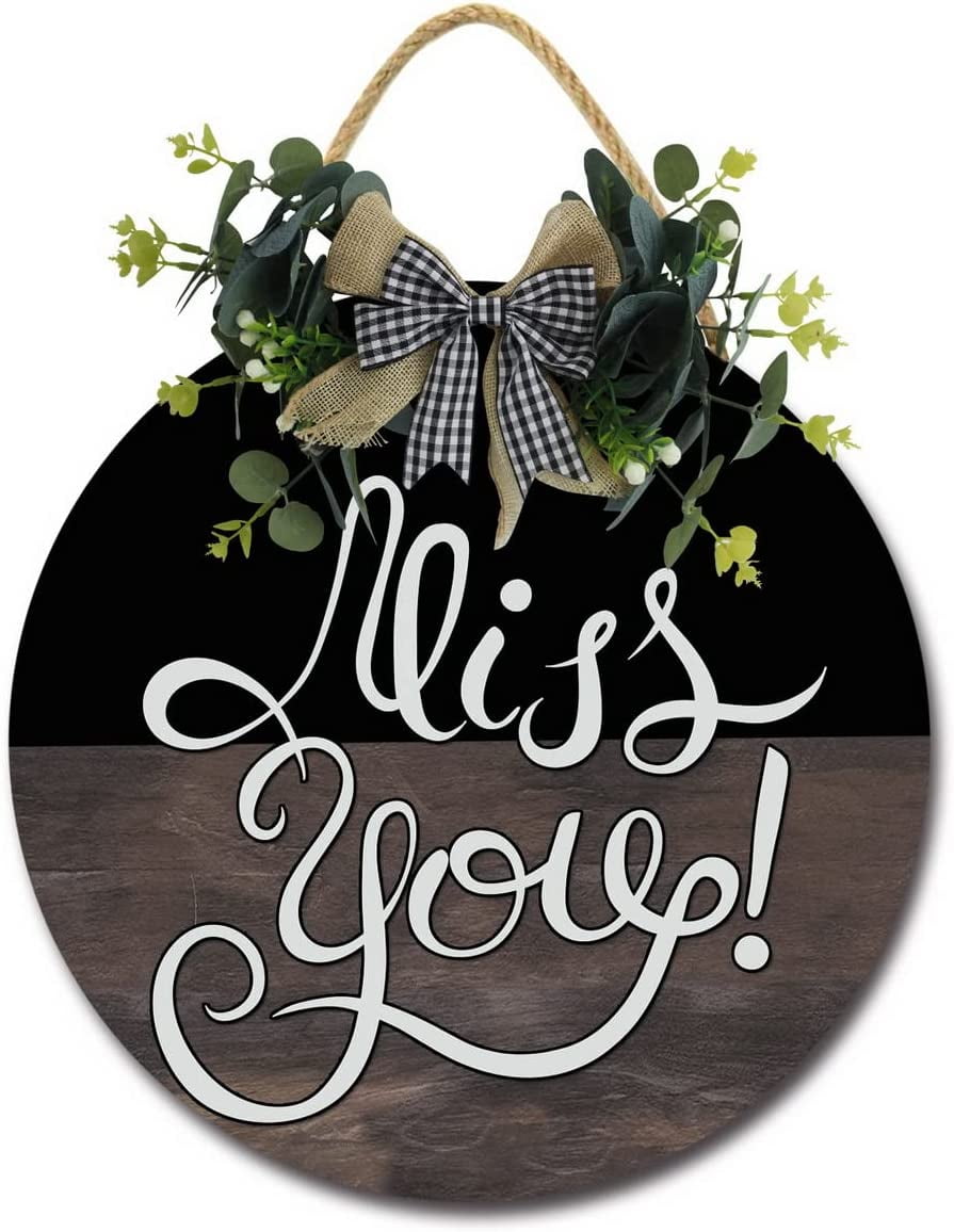 Eveokoki 11" Miss You Sign for Front Door Outside Funny Porch Signs ...
