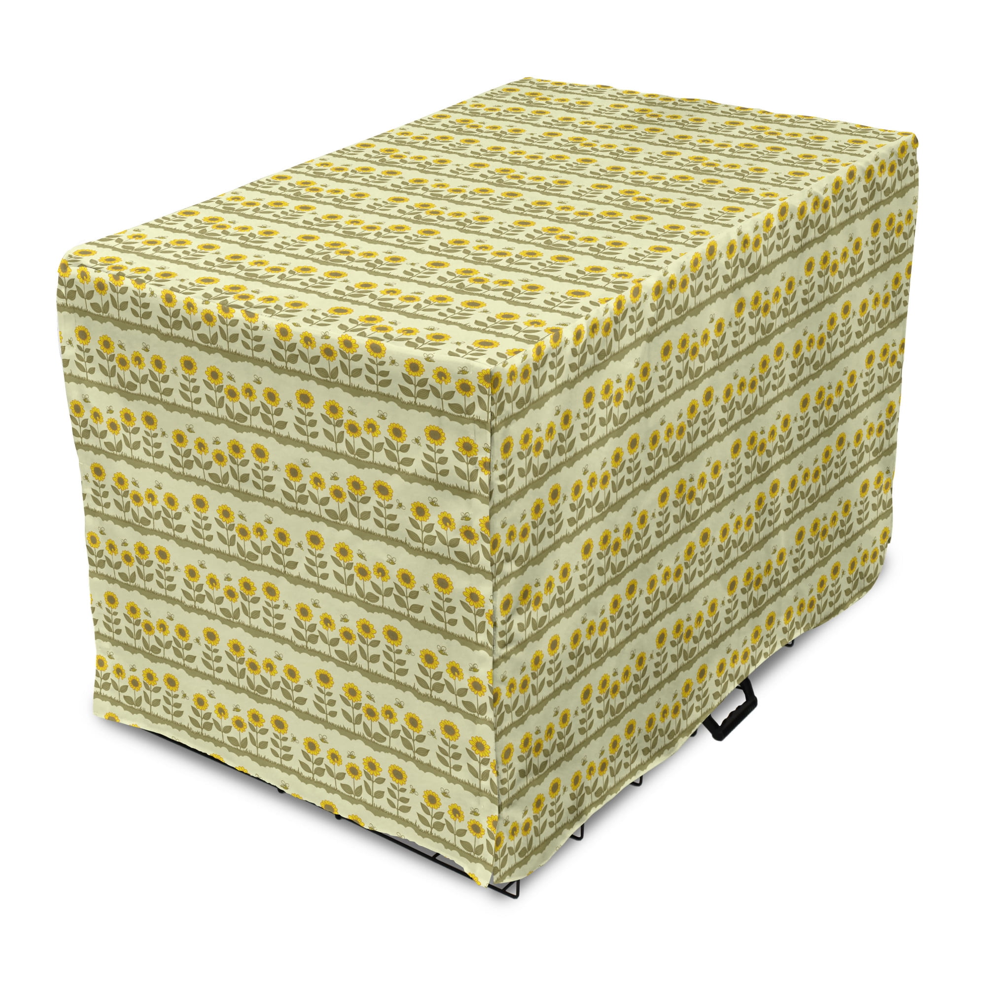 Sunflower Dog Crate Cover, Spring Season Flowers Field Blowing Blossoms ...
