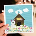 3drose, Cute Dog with Bone Next to Doghouse, Bird on Roof, Flowers ...