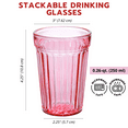 STPgoods Pink Faceted Stackable Drinking Glasses Set 4 Pcs 8.45 fl oz ...