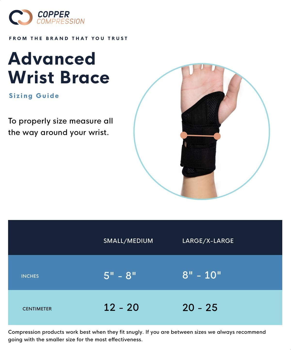 Copper Compression Wrist Brace – Adjustable Support Splint for Pain ...