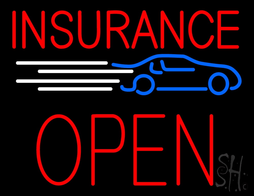 Red Insurance Open Block Car Logo LED Neon Sign 24 x 31 - inches, Black ...