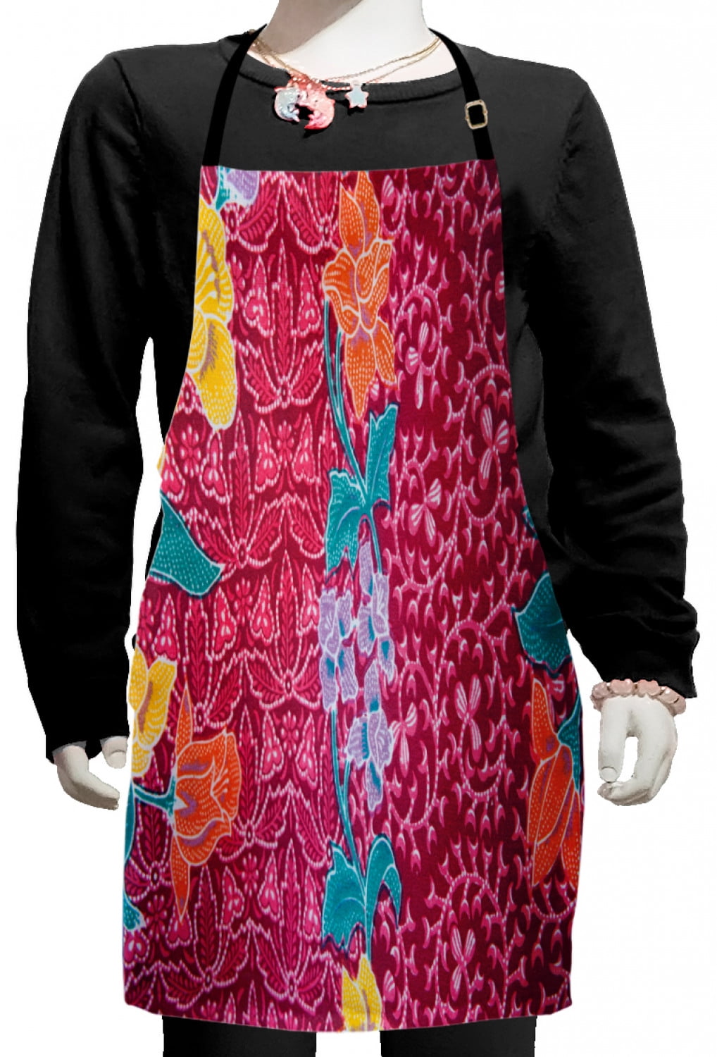 Asian Kids Apron, Colorful Blossoms in the Style of Balinese Batik ...