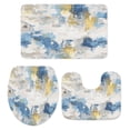 3 Piece Bathroom Rug Set, Abstract Blue Non Slip Bath Mat with Contour ...