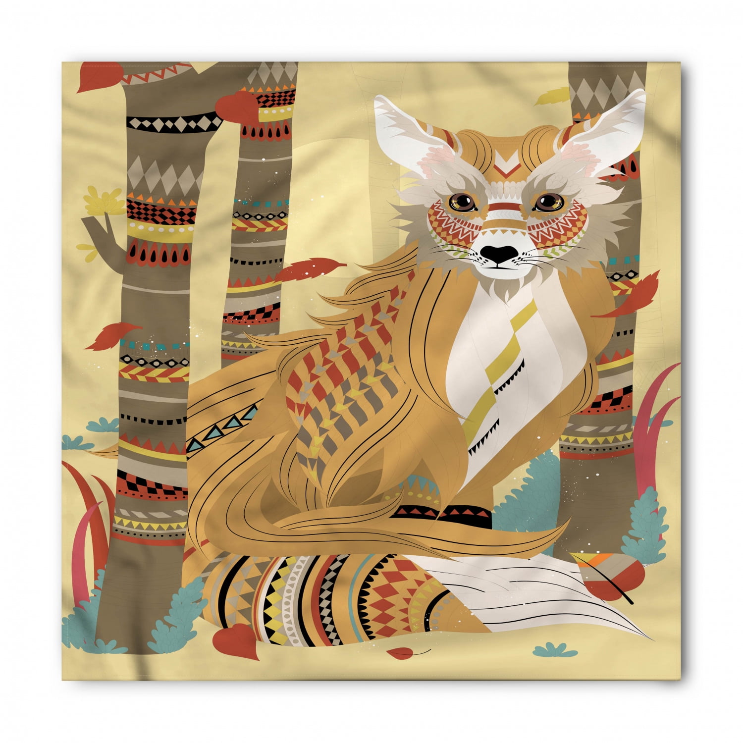 Fox Bandana, Fluffy Fox in the Forest, Unisex Head and Neck Tie, by ...