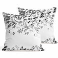 Black Gradient Leaf Pillow Covers Set of 2, Rustic Eucalyptus Leaves ...