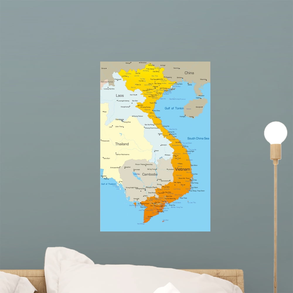 Vector Map Vietnam Country Wall Mural Decal Sticker, Wallmonkeys Peel ...