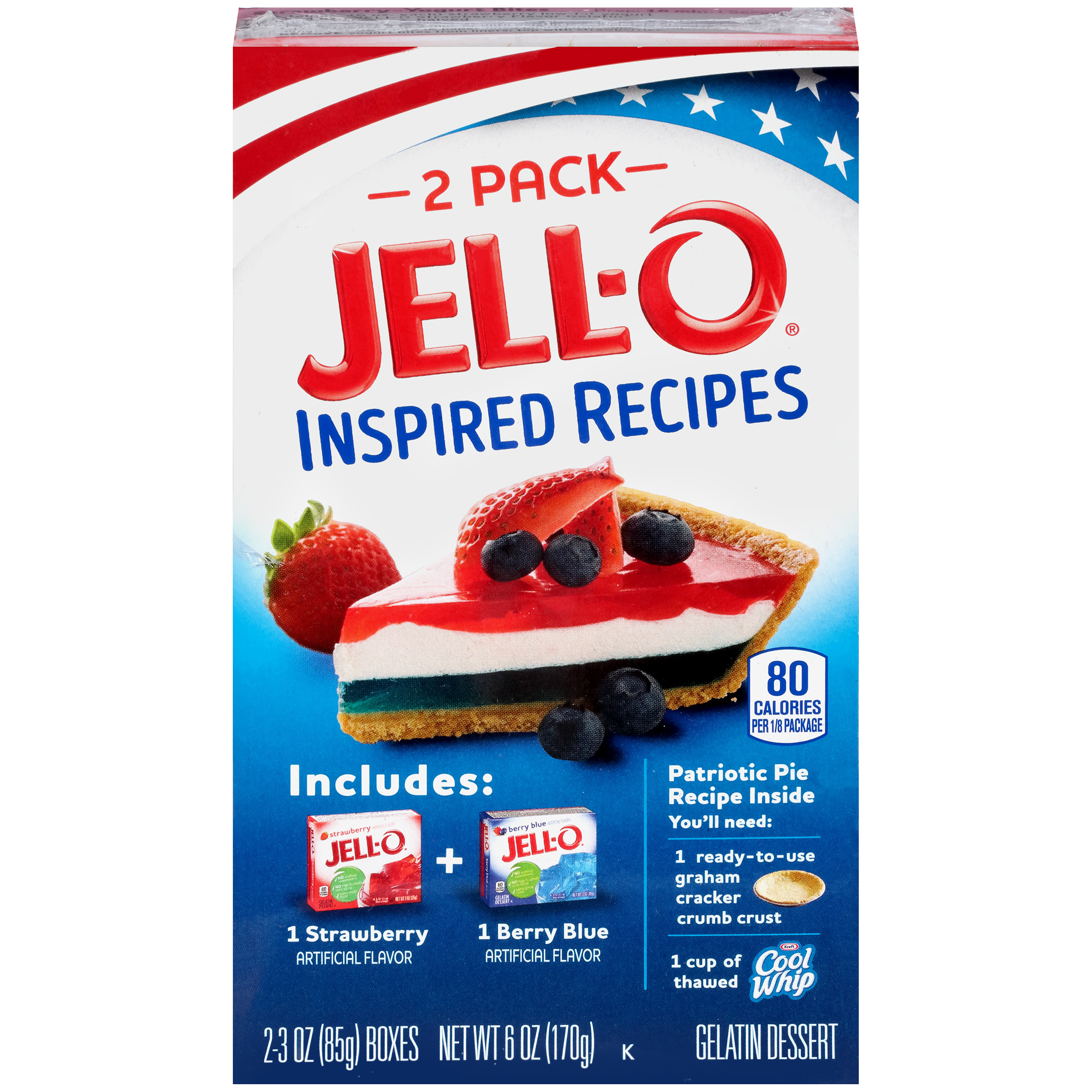 Jell-O Inspired Recipes Strawberry & Berry Blue 2 Pack Gelatin Dessert ...