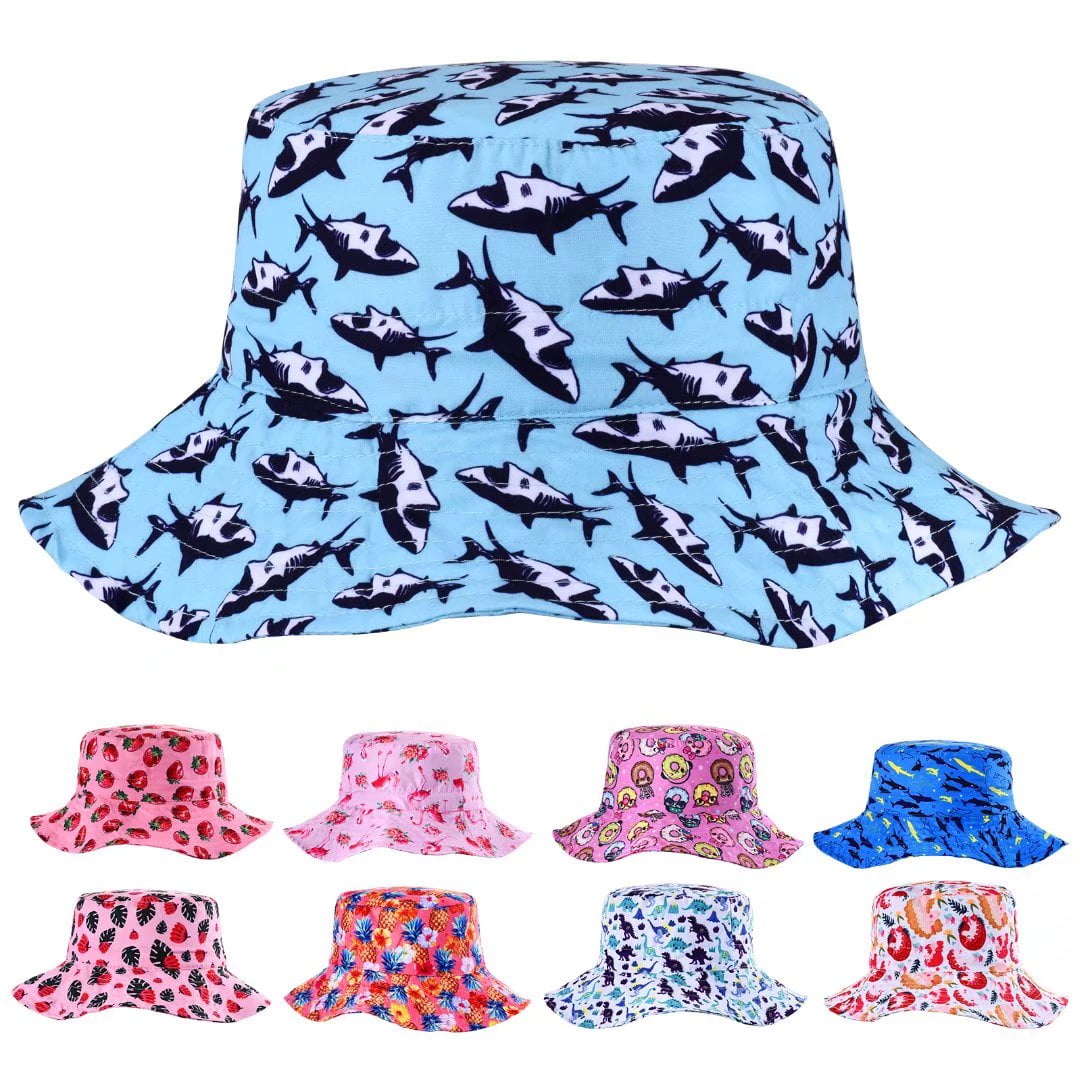 Beach Kids Sun Hat Protection Wide Brim Summer Bucket Hats Cute Fishing ...