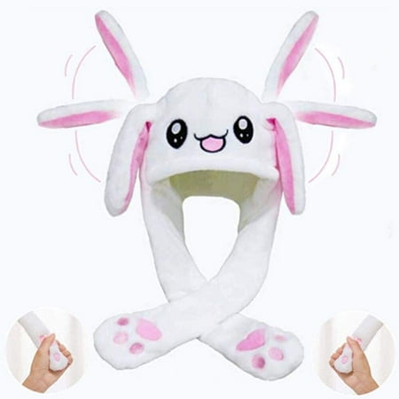 Funny Rabbit Ear Hat Plush Moving Rabbit Hat Pinching Ear to Move Bunny ...