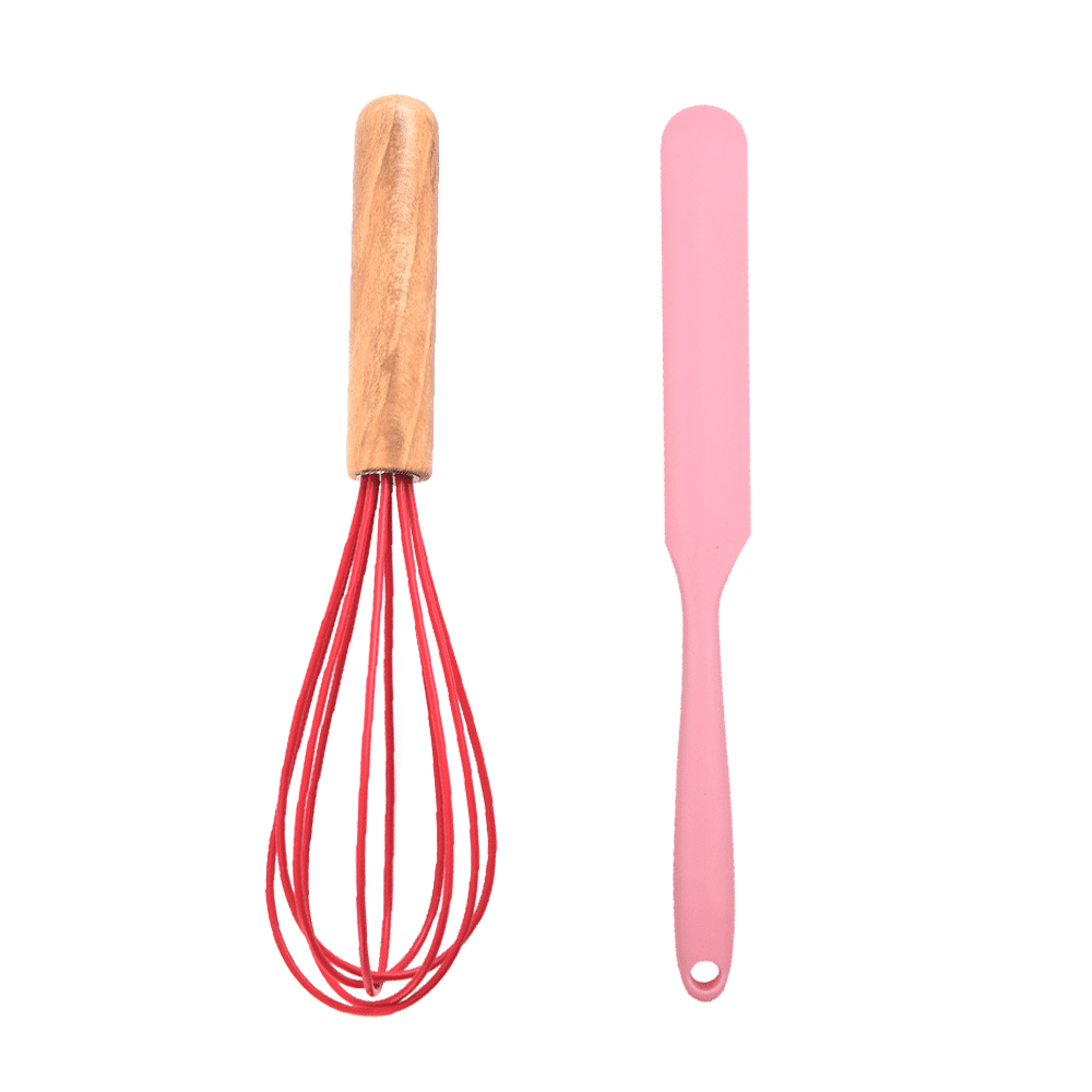 2 Piece Mini Kitchen Utensil Set- Silicone Kitchen Tools with wood ...