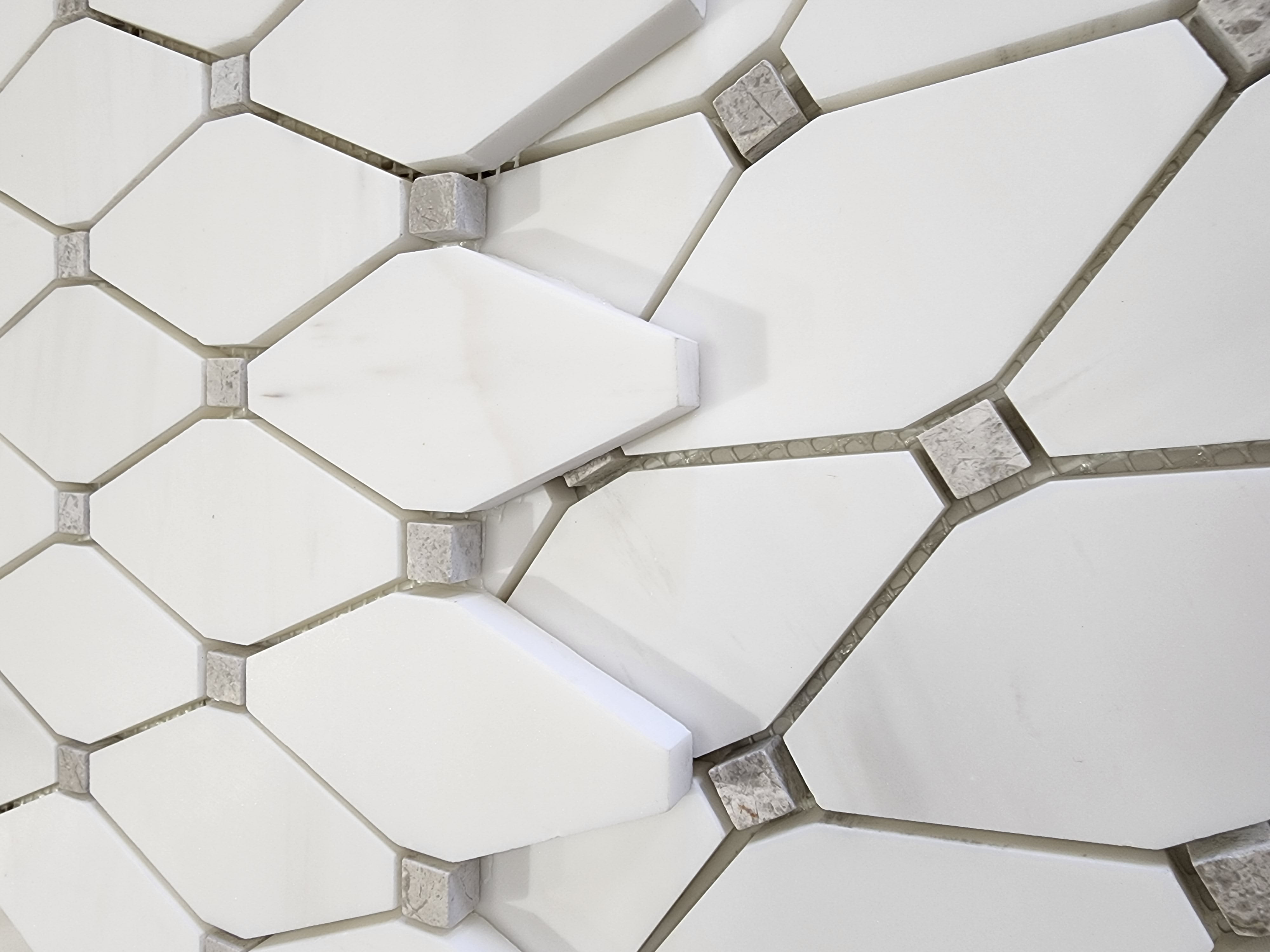 SB Tile and Stone Bianco Dolomite Diamond Clipped Glossy Mosaic Tile ...