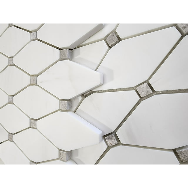 SB Tile and Stone Bianco Dolomite Diamond Clipped Glossy Mosaic Tile ...