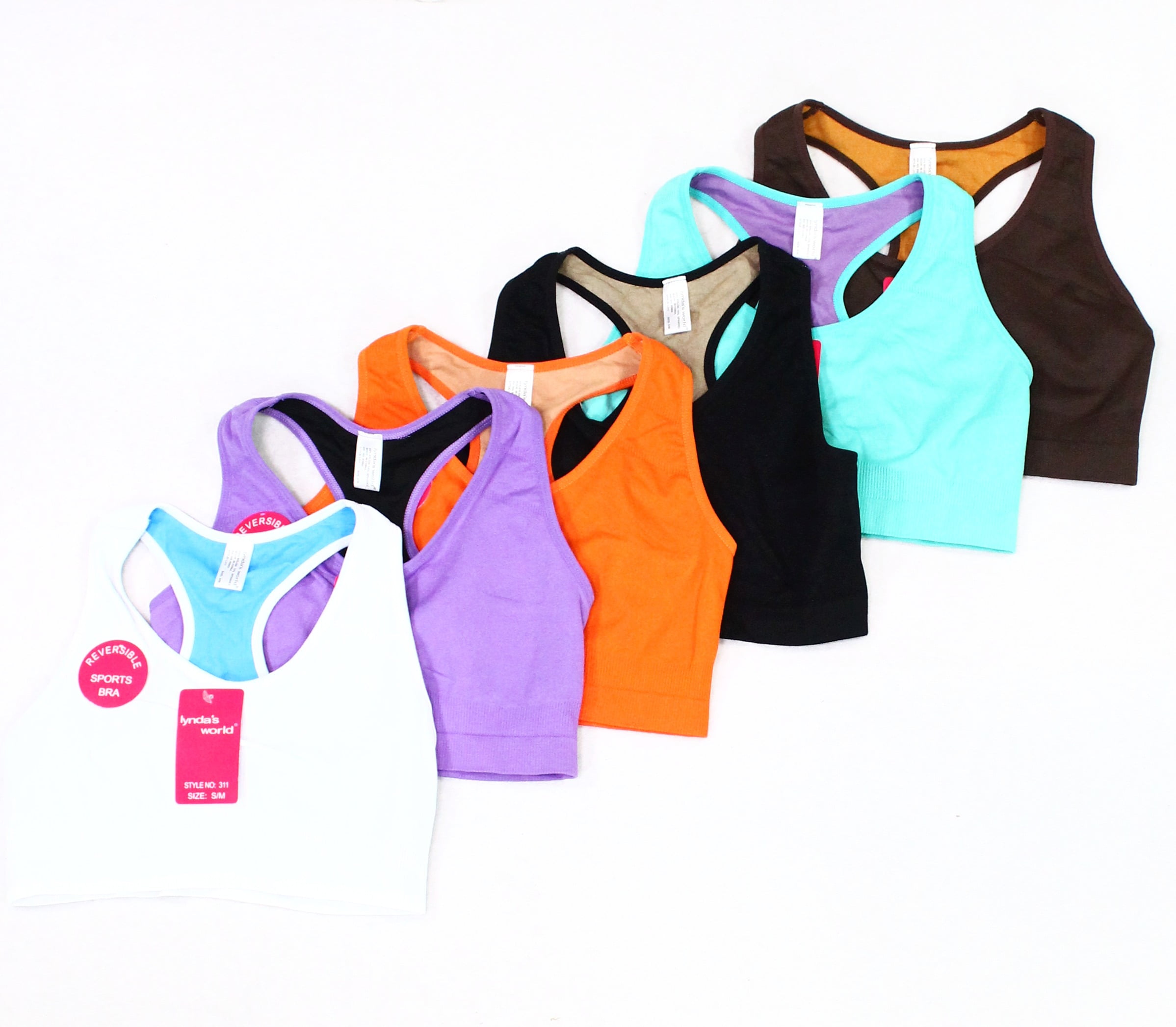 Lyndas World Sports Bras Women 6 Pack Sports Bra Multi Racerback