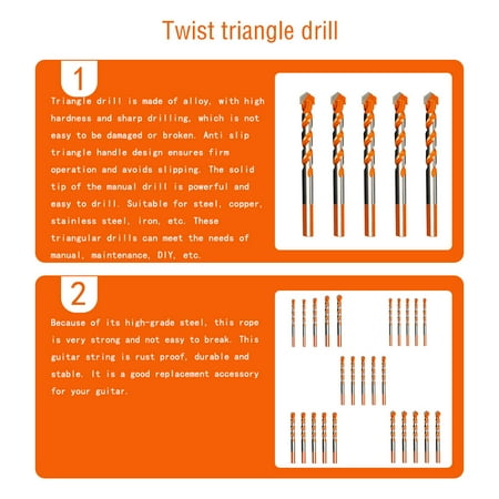 Drill Bit Alloy High Hardness Triangular Handle Not Easy to Break Fast Speed Pointy Easy to ...