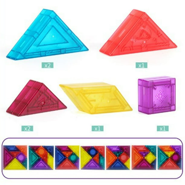 3D Magnetic Tangram Building Blocks Kids Brain Teaser Shape Recognition ...